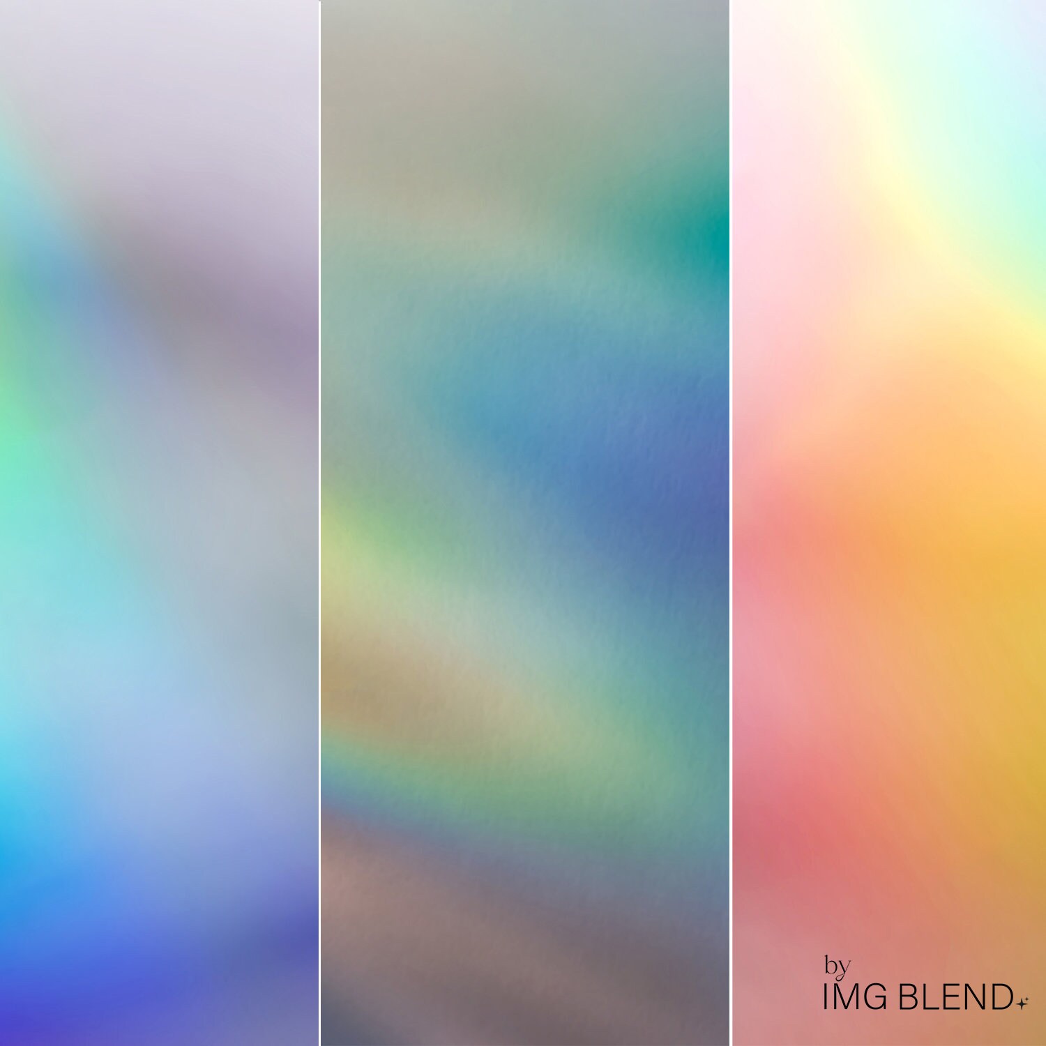 Rainbow Backgrounds Set, Abstract Holographic Reflection, Colorful ...