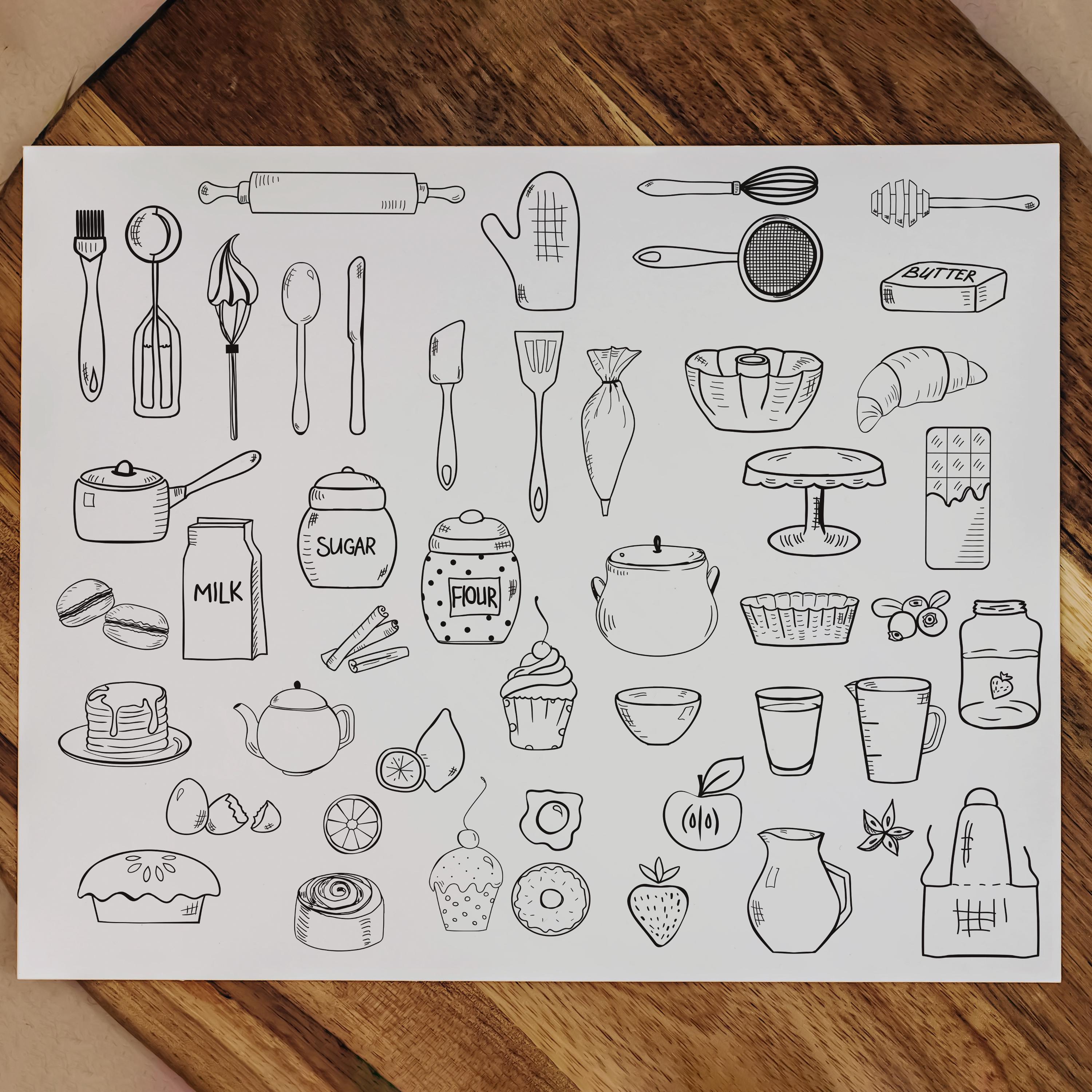 Kitchen & Bakery Clipart Bundle | Hand Drawn Cooking Utensils, Bakery ...