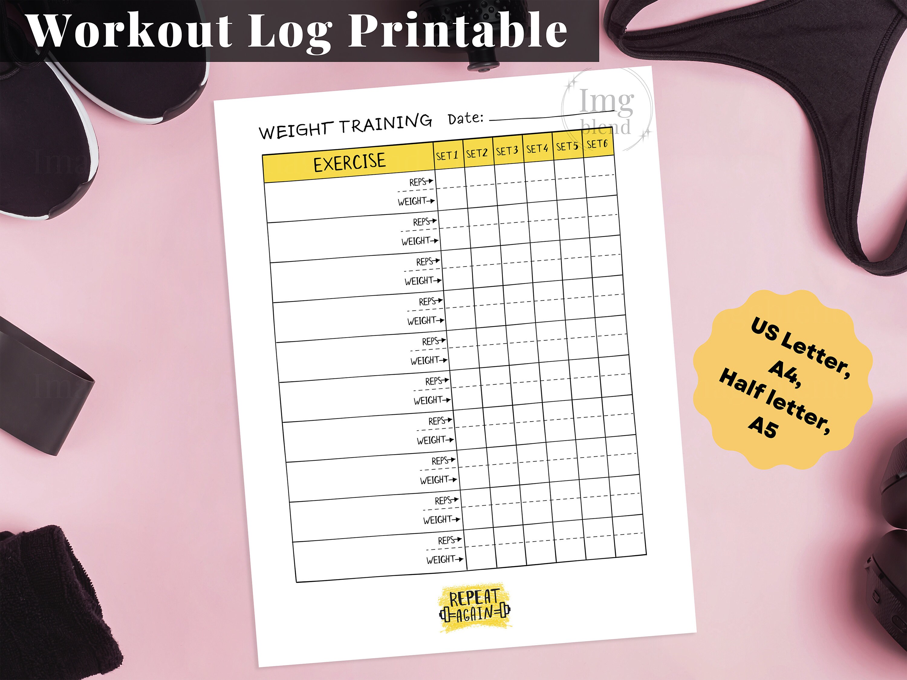 Printable Workout Log, Workout Tracker, Exercise Planner, Exercise ...