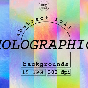 Holographic Digital Background, Digital Paper Gradient, Rainbow Holo ...