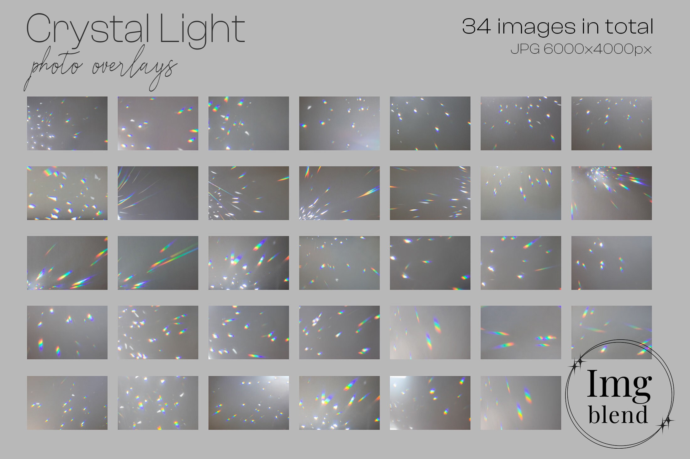 Set of 34 Crystal Light Photo Overlays, Rainbow Effect, Prism Light ...