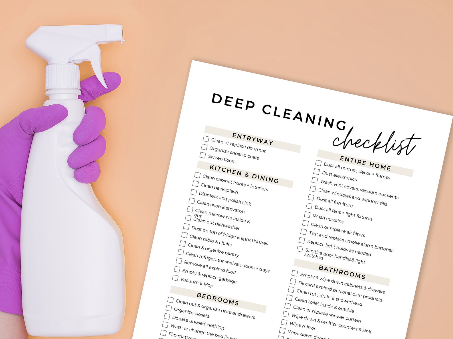 Deep Cleaning Checklist Template Spring Cleaning Checklist Cleaning ...