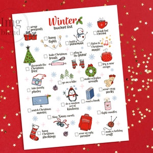 Winter Holiday Bucket List Printable, INSTANT DOWNLOAD, Christmas ...