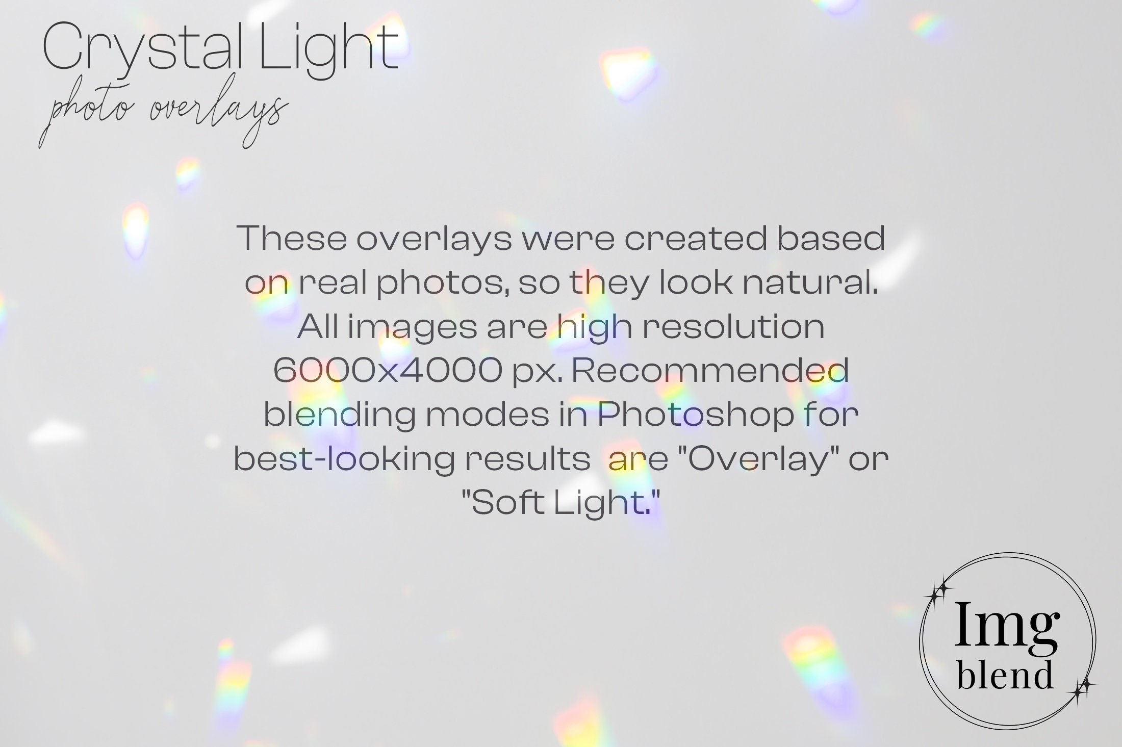 Set of 34 Crystal Light Photo Overlays, Rainbow Effect, Prism Light ...