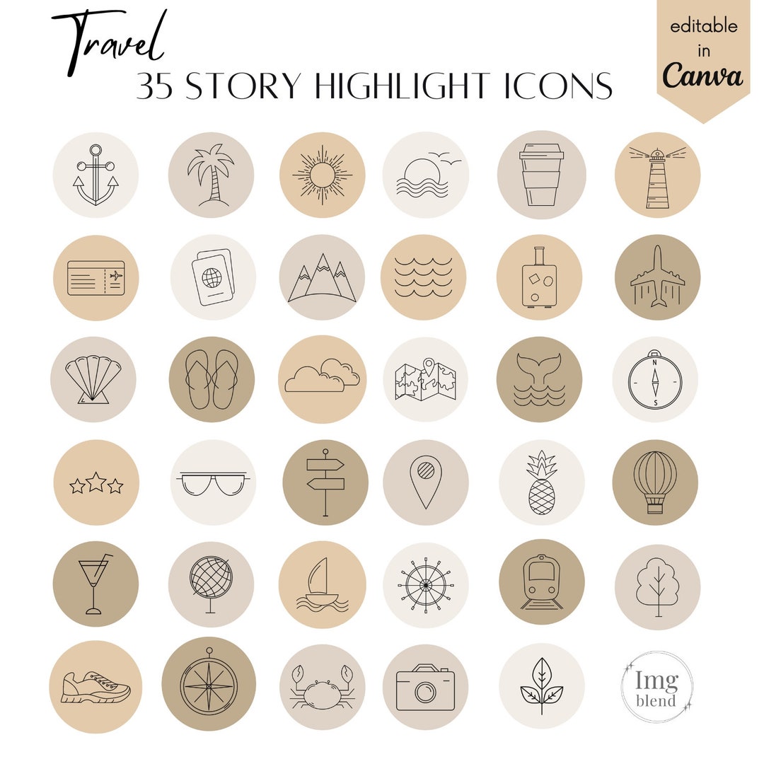 Editable Travel Story Highlight Covers, Travel Blogger Highlights ...