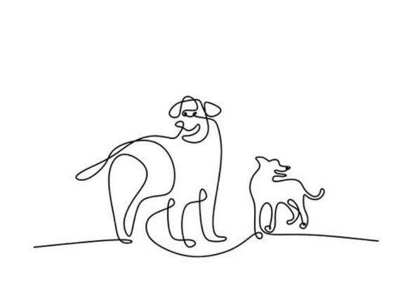 Continuous One Line Drawing of Two Dog Minimalist Style. - Etsy