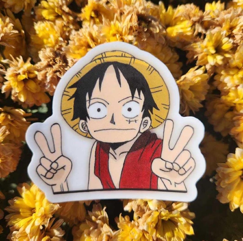OP Luffy Peace Sign Vinyl Laptop Water Bottle Sticker - Etsy