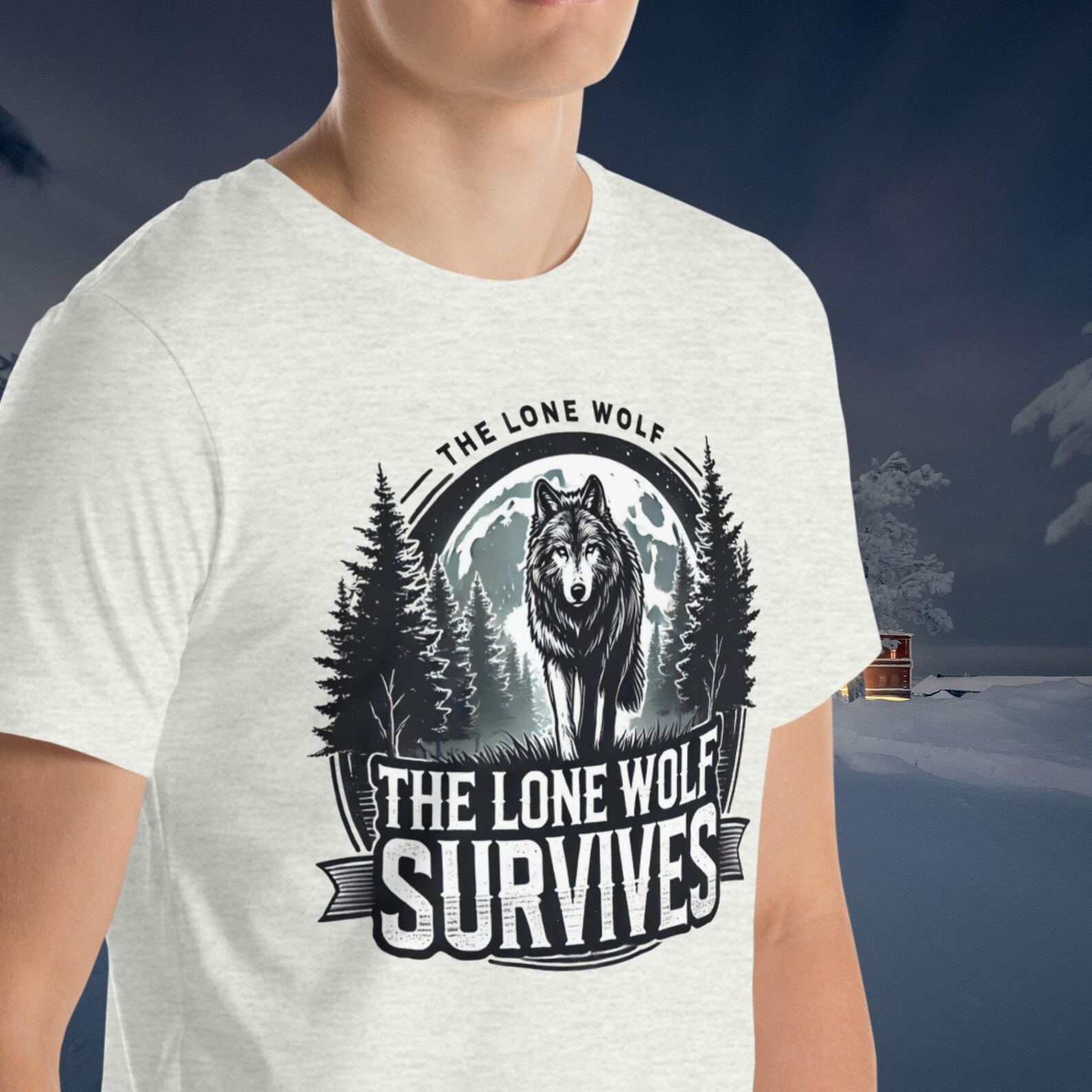 Men's Wolf T-shirt - 'the Lone Wolf Survives' Graphic Tee ...