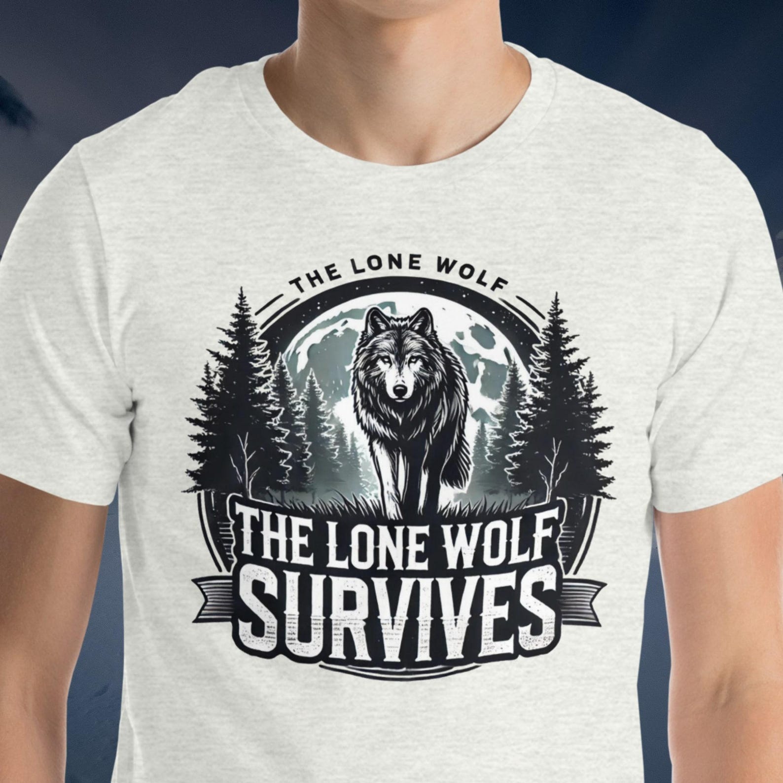 Men's Wolf T-shirt - 'the Lone Wolf Survives' Graphic Tee ...
