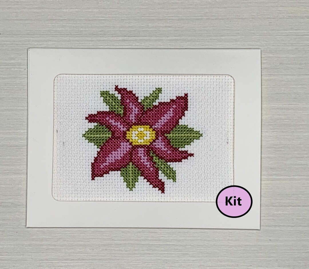 Pink Flower Cross Stitch Card Kit - Etsy