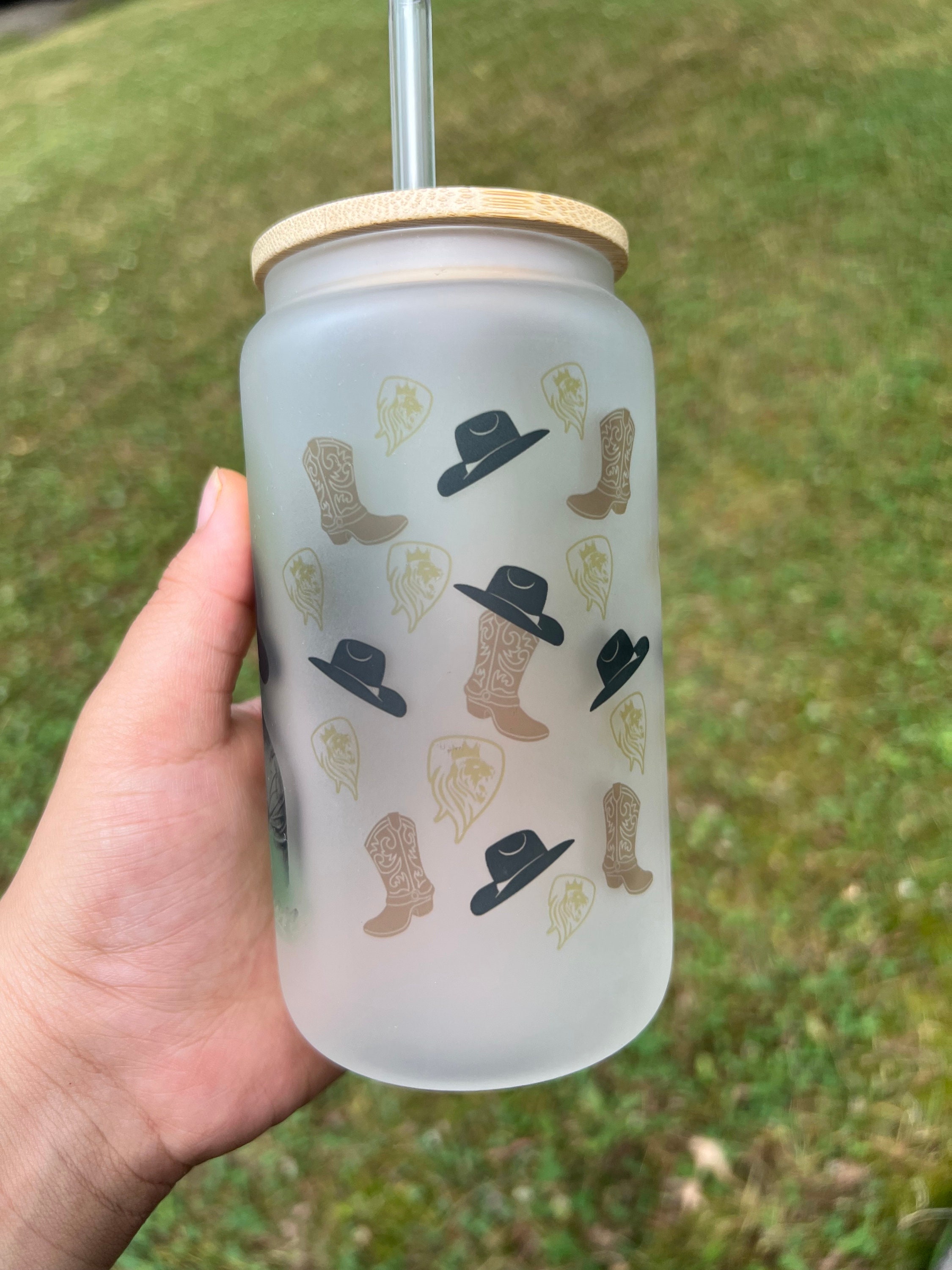 Carin Leon 16 Oz. Frosted Glass Cup - Etsy