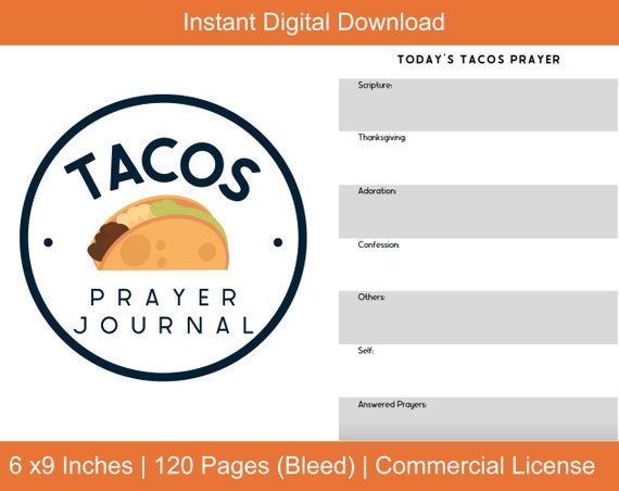 TACOS Prayer Journal 69 Inches 120 Pages BLEED KDP - Etsy