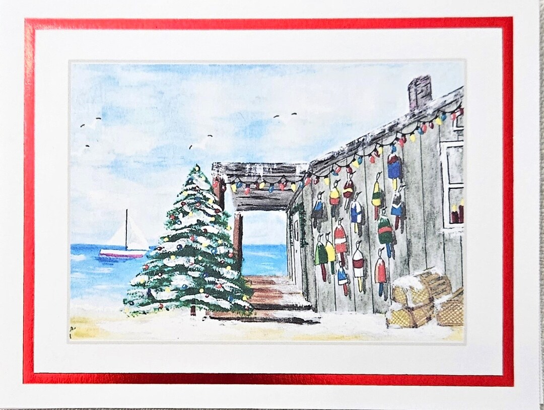 Christmas Lobster Shack Printed on Card With Foil Border - Etsy