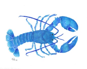 Watercolor Print of Blue Lobster by Damon Crook for 11 X 14 Inch Frame ...