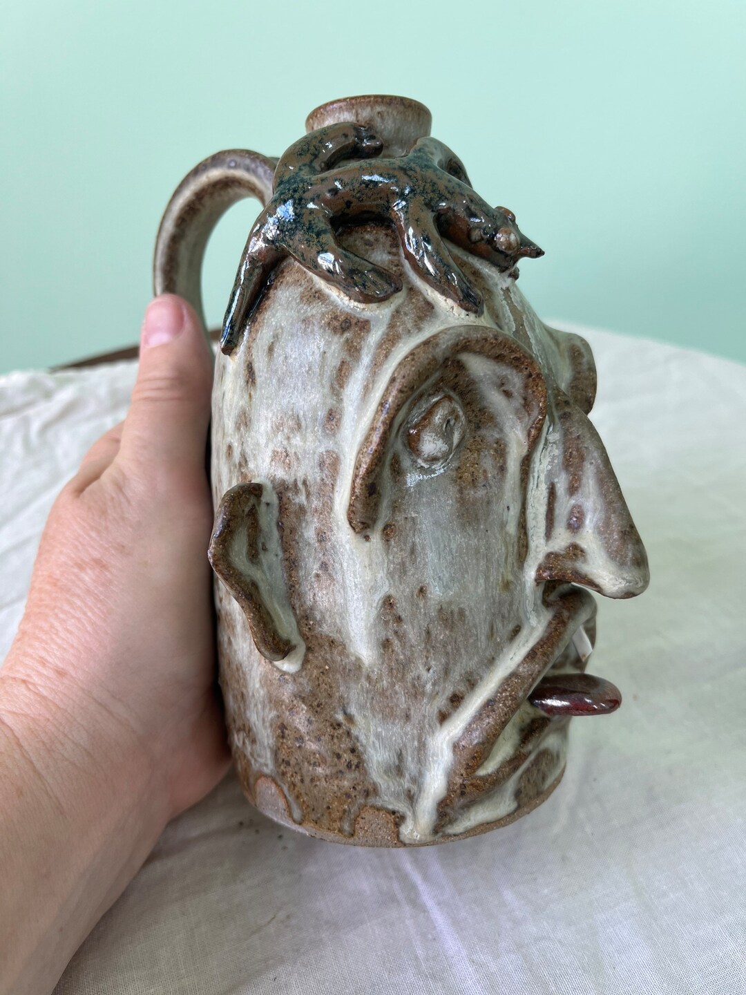 Handmade Pottery Face Jug, Eerie Old Man Depiction, Studio Art Pot - Etsy