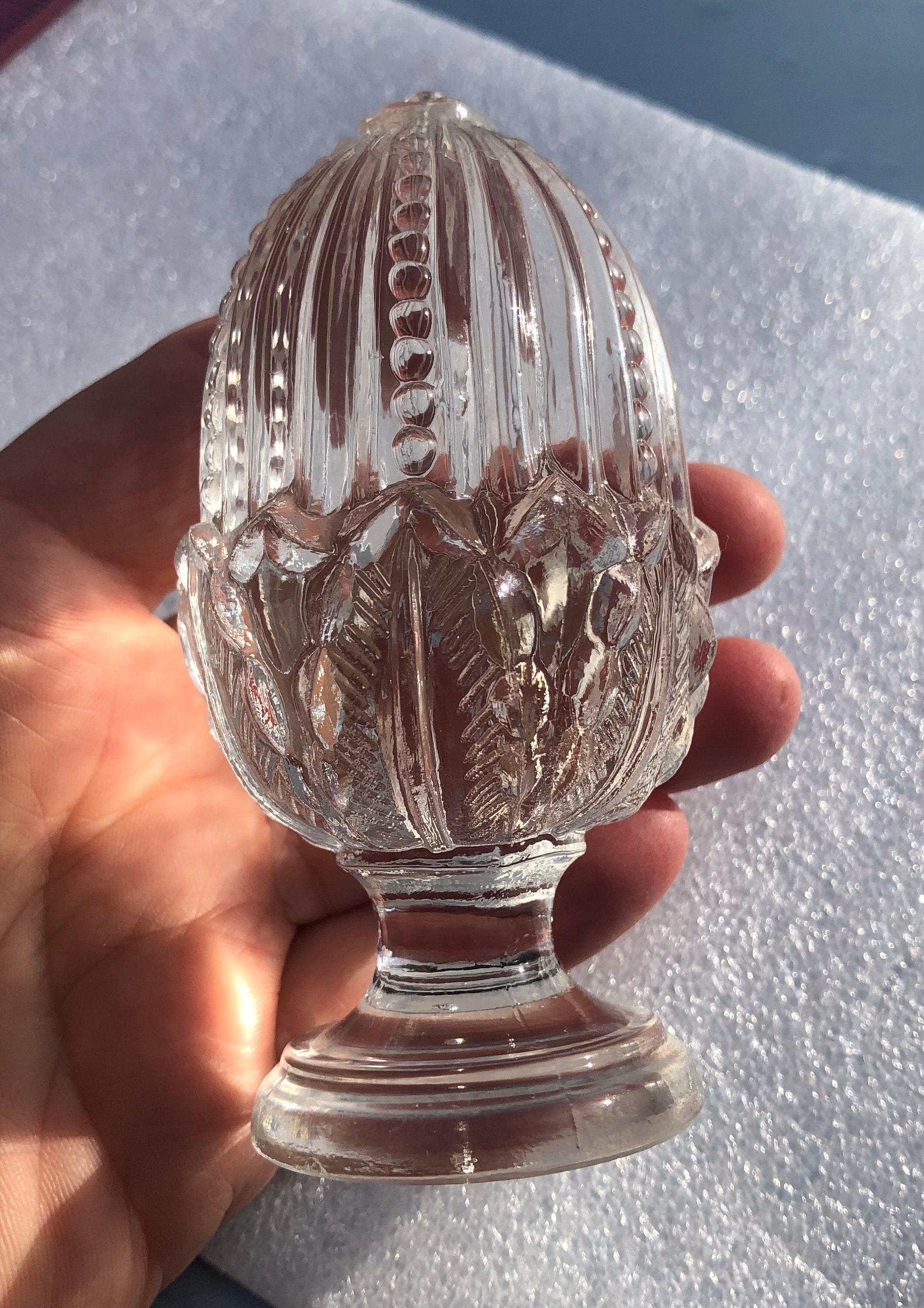 Vintage Art Glass Finial Antique Glass Staircase Finial Glass Egg on ...