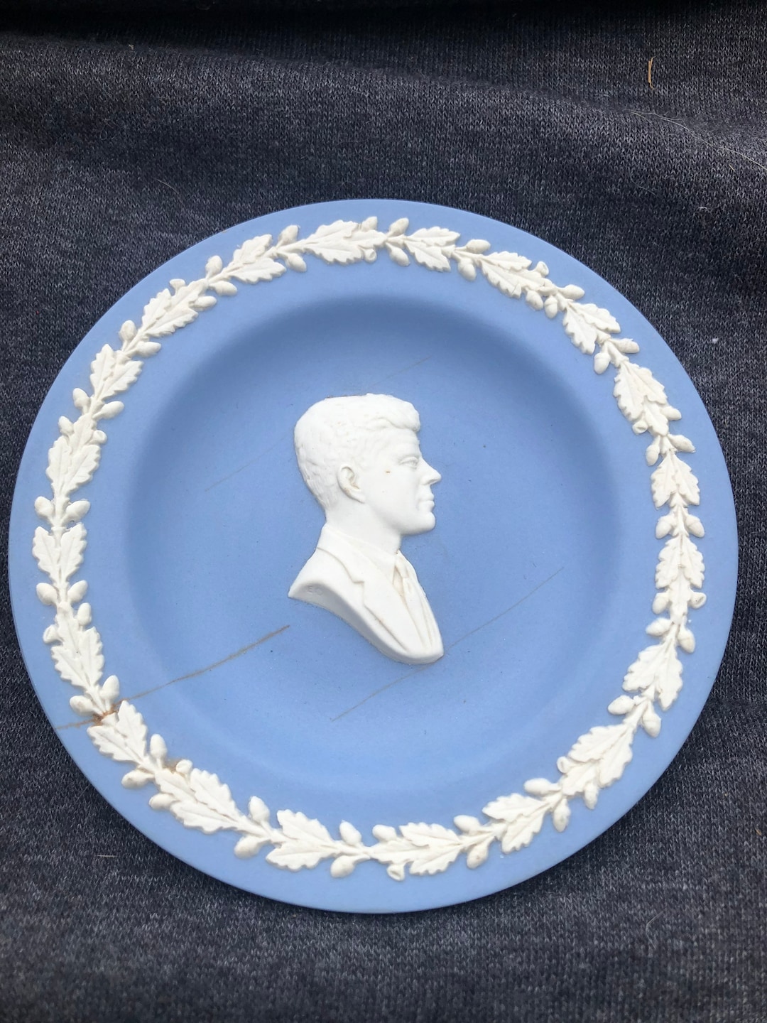 JFK Commemorative Wedgwood Blue Plate John F Kennedy Cameo, Jasperware ...