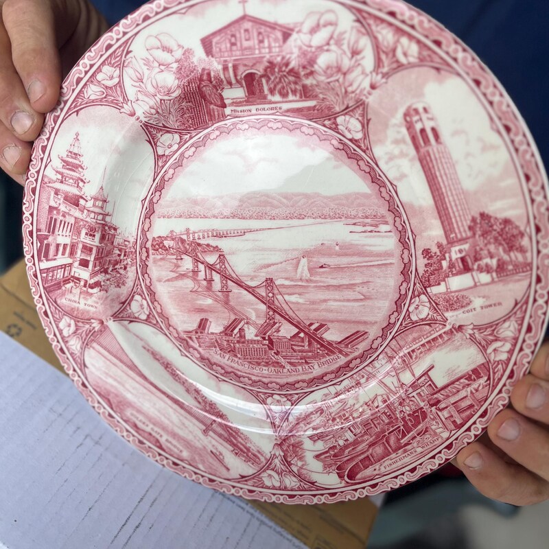 Red Transferware Plates - Etsy