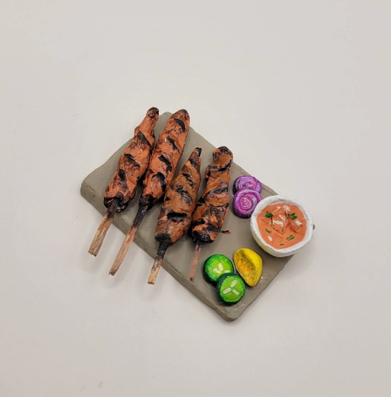 Clay Miniature of Satay Chicken and Peanut Sauce - Etsy