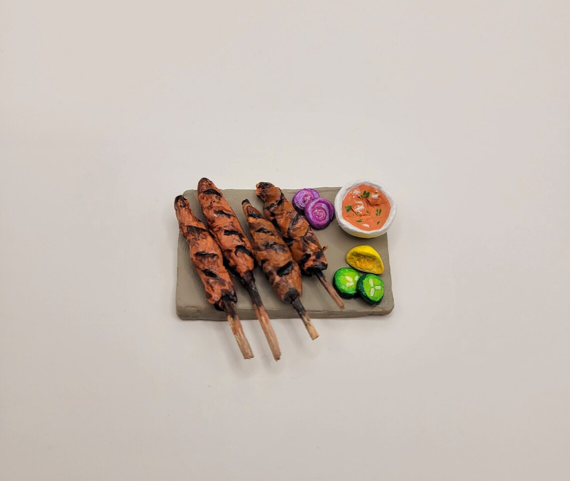 Clay Miniature of Satay Chicken and Peanut Sauce - Etsy