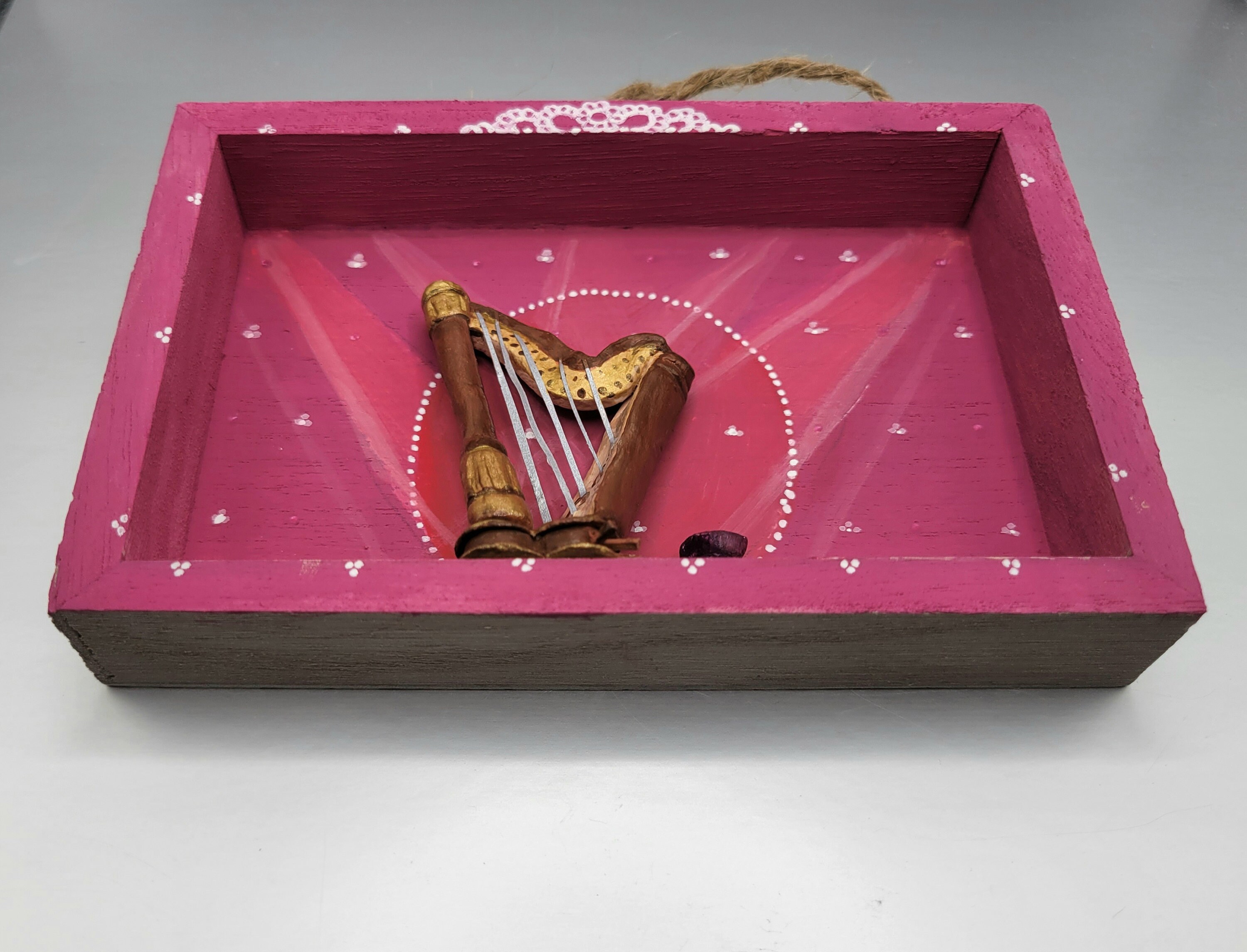 Clay Miniature of Harp on a Shadow Box - Etsy