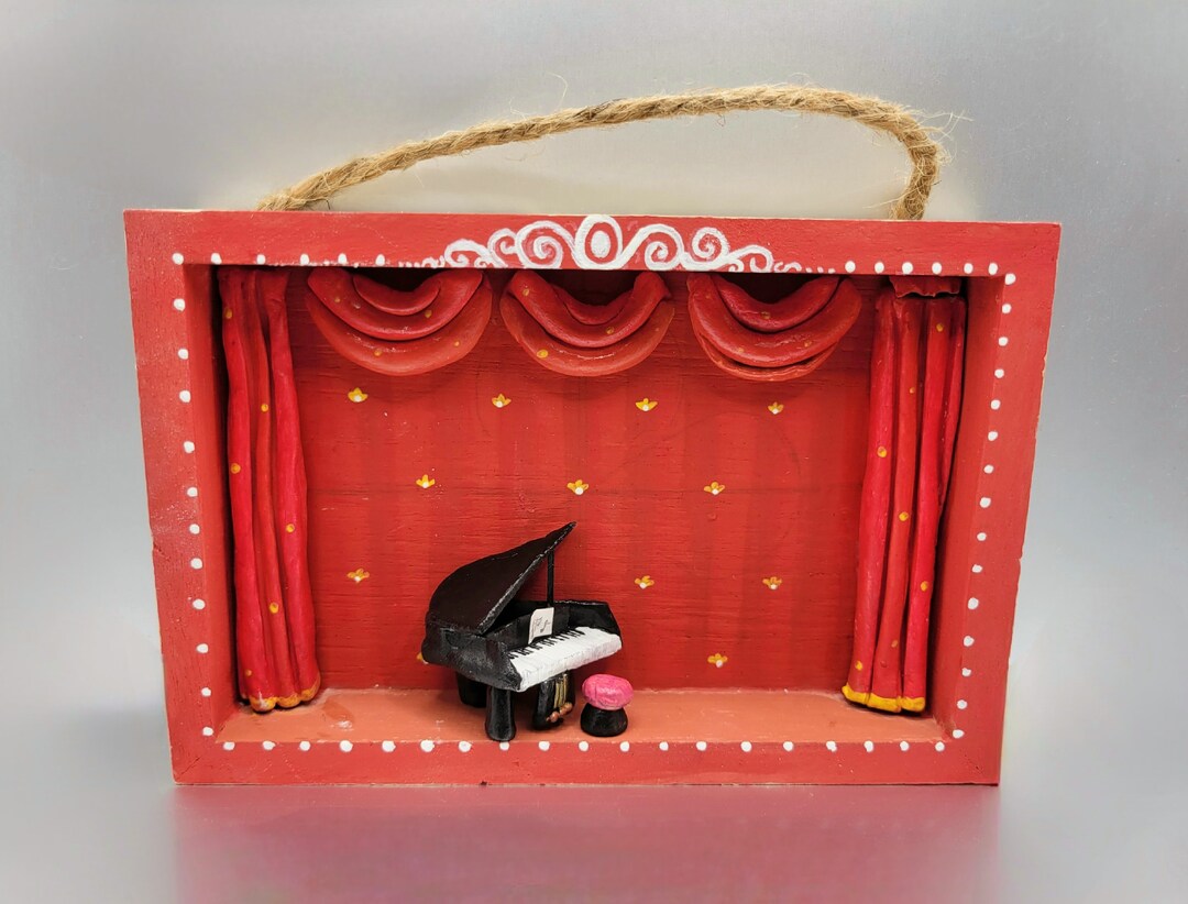 Clay Miniature of Piano on a Shadow Box - Etsy