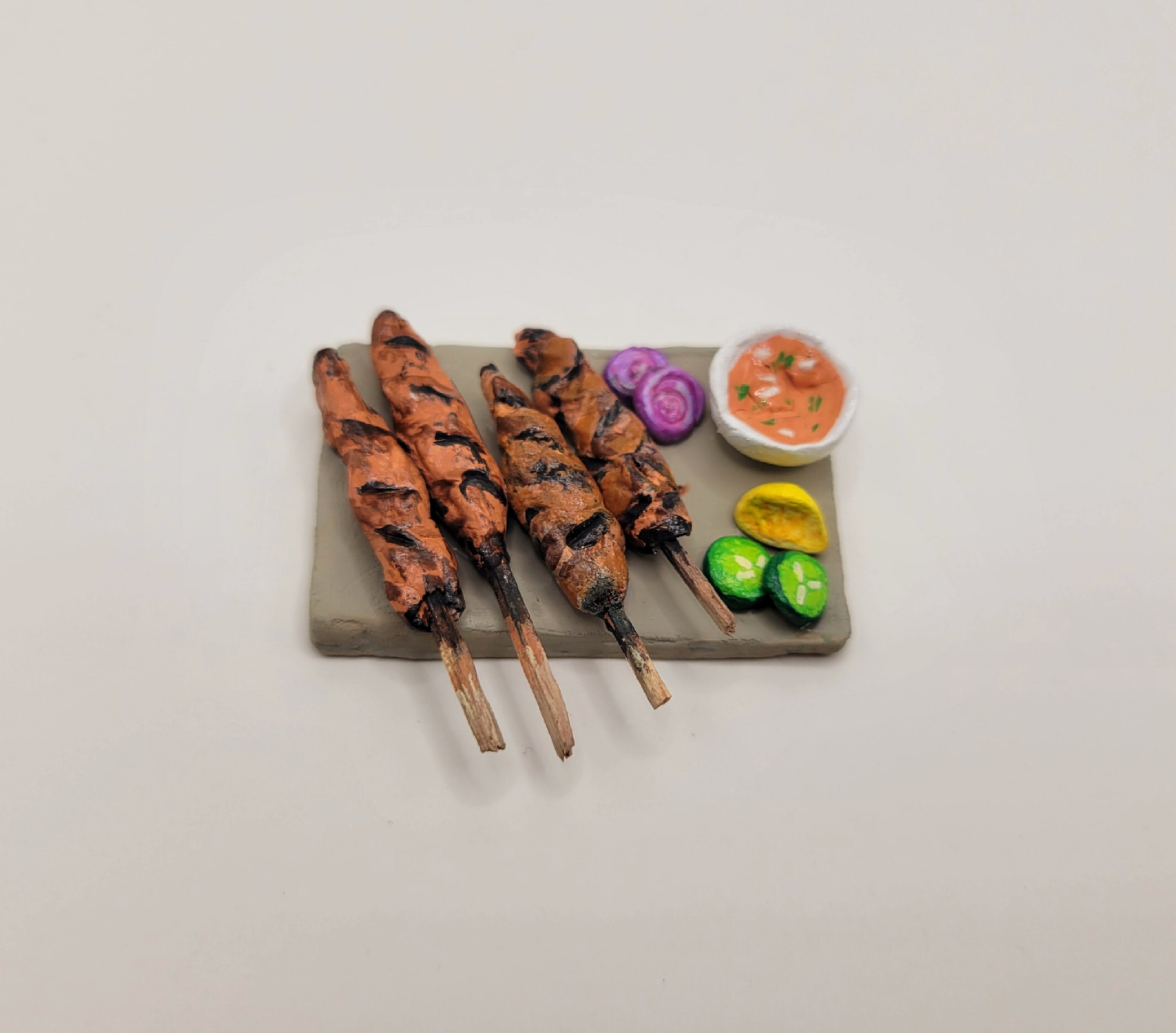Clay Miniature of Satay Chicken and Peanut Sauce - Etsy