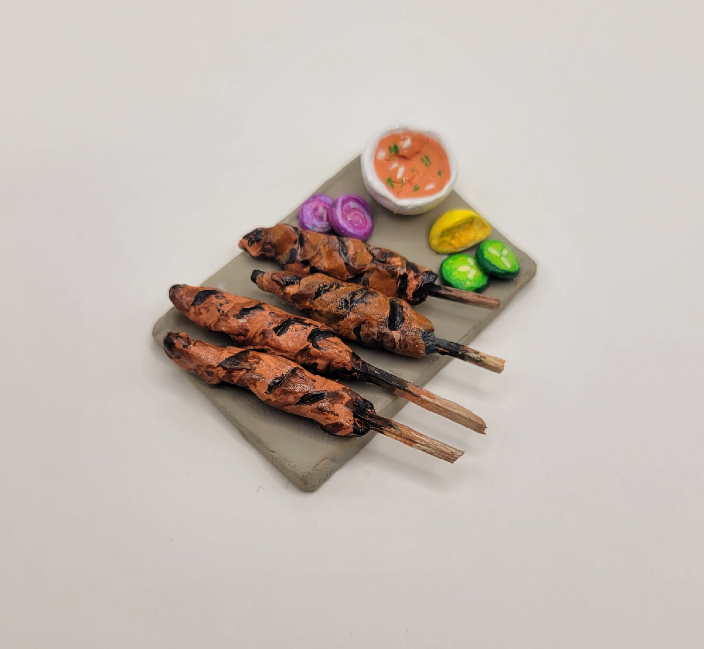 Clay Miniature of Satay Chicken and Peanut Sauce - Etsy