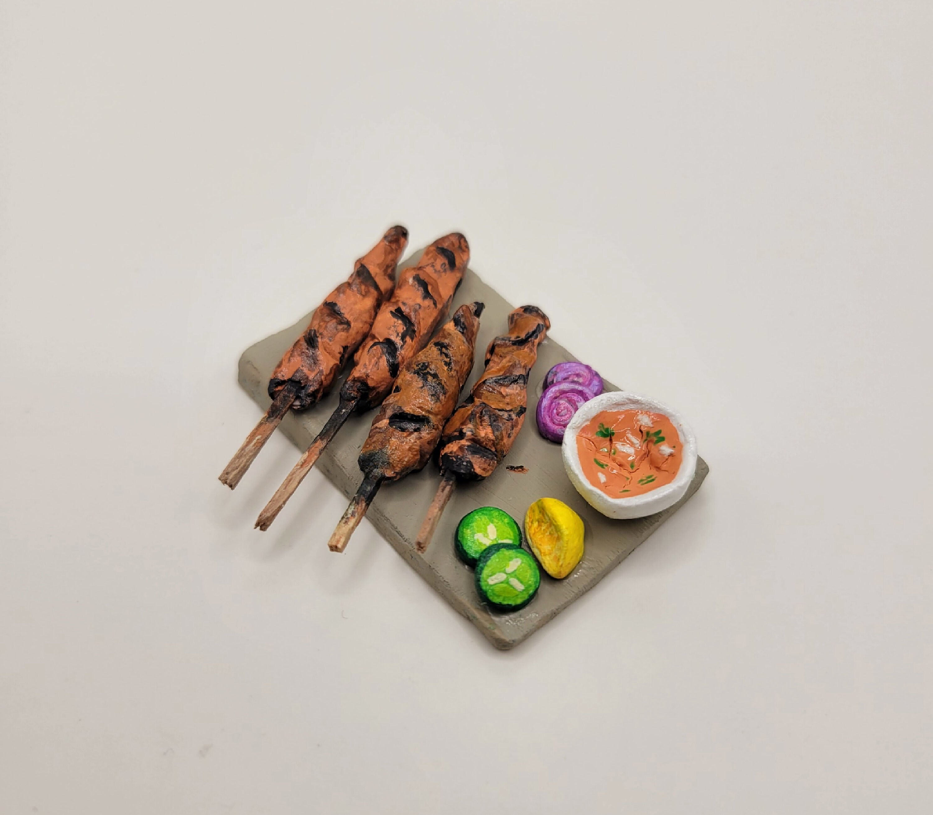 Clay Miniature of Satay Chicken and Peanut Sauce - Etsy