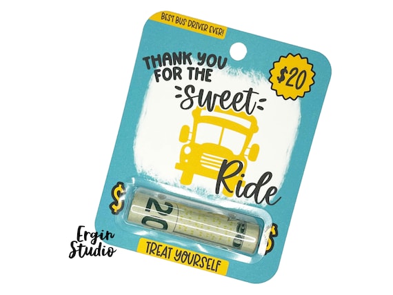 Thank You for the Sweet Ride School Bus Driver Money Card - Etsy