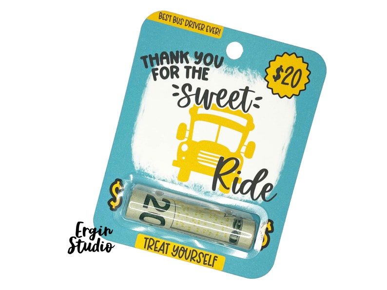 Thank You for the Sweet Ride School Bus Driver Money Card - Etsy