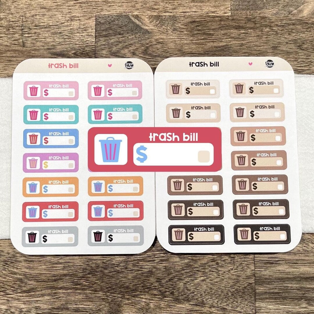 Trash Bill Payment Tracker Planner Stickers Neutral Budget Stickers ...