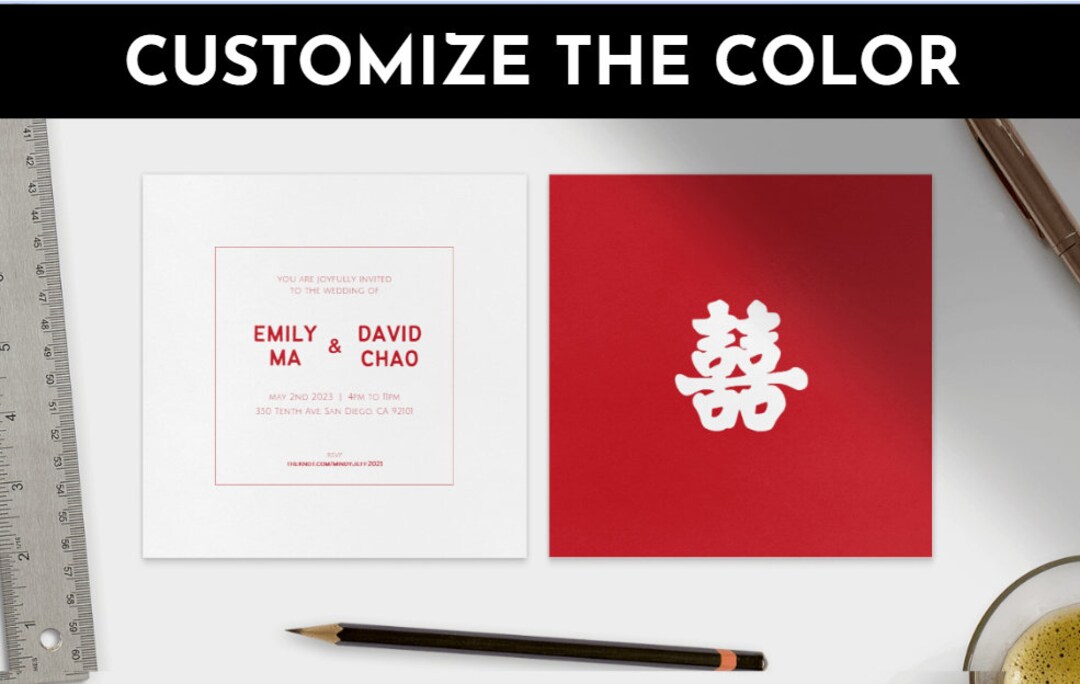 Customize Your Color | Invite | Digital Editable Template | | Chic ...
