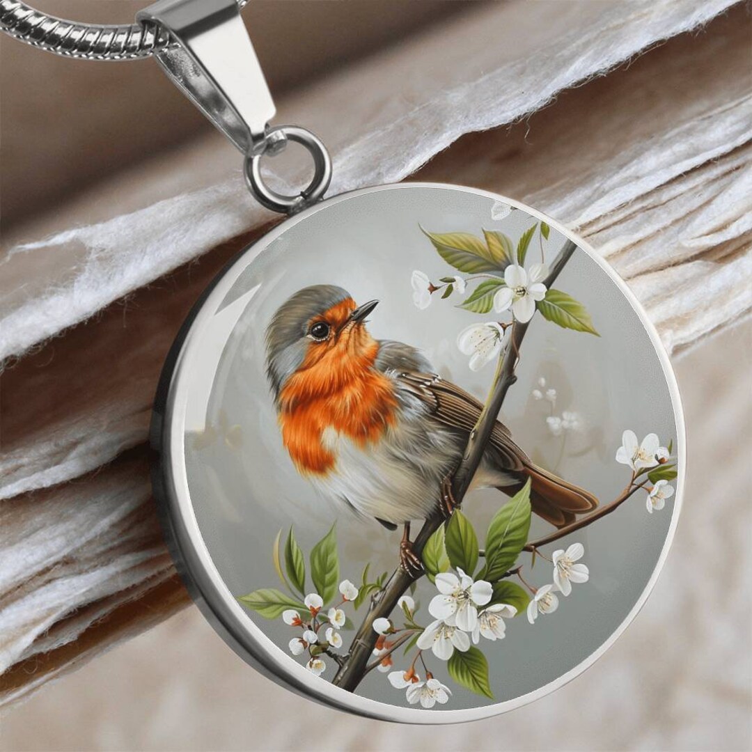 Red Robin Bird Pendant Necklace: Nature Inspired Jewelry - Etsy