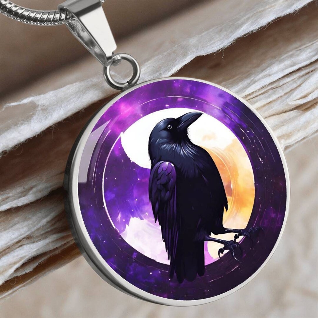 Engraved Raven Pendant Necklace: Symbolic Goth Jewelry - Etsy