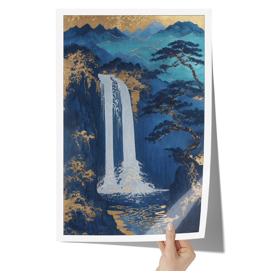 Japanese Waterfall Art | Ukiyo-e Inspired Art Poster - Etsy