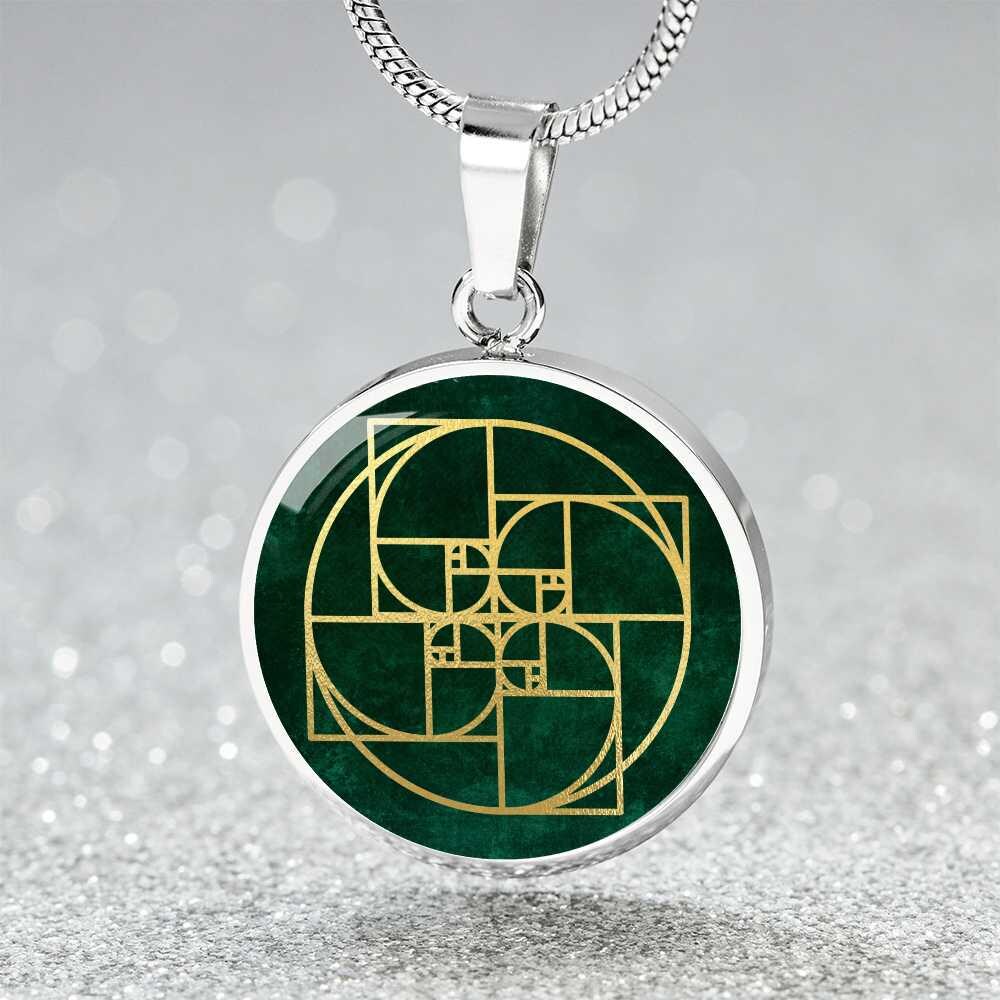 Fibonacci Spiral Necklace / Golden Ratio Pendant - Green - Etsy