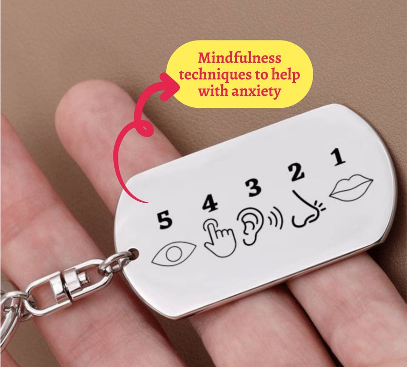 5-4-3-2-1 Mindfulness Keychain, Mental Health Keychain, Gift for ...