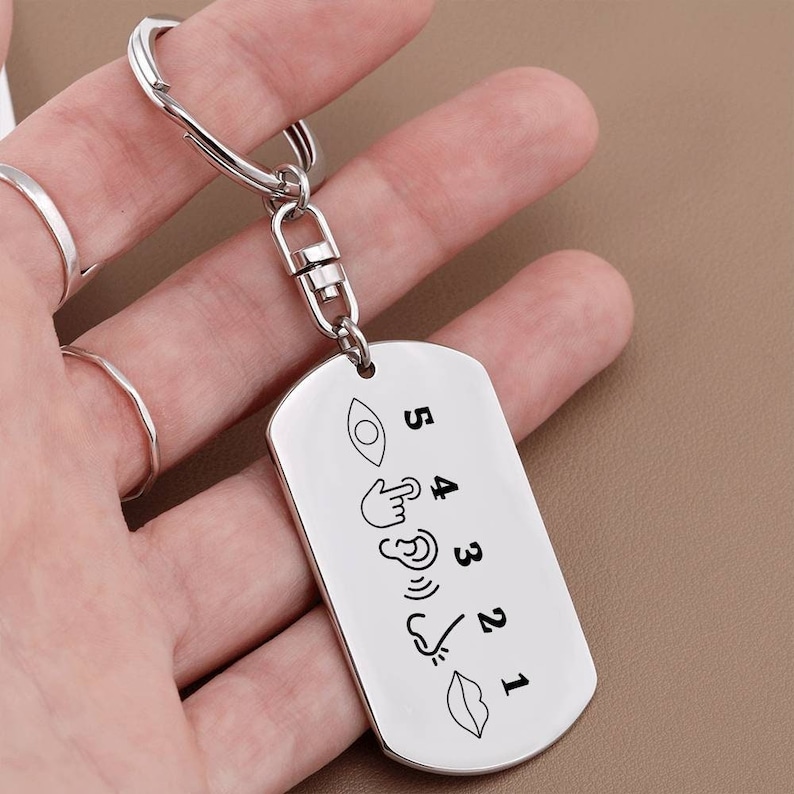 5-4-3-2-1 Mindfulness Keychain, Mental Health Keychain, Gift for ...