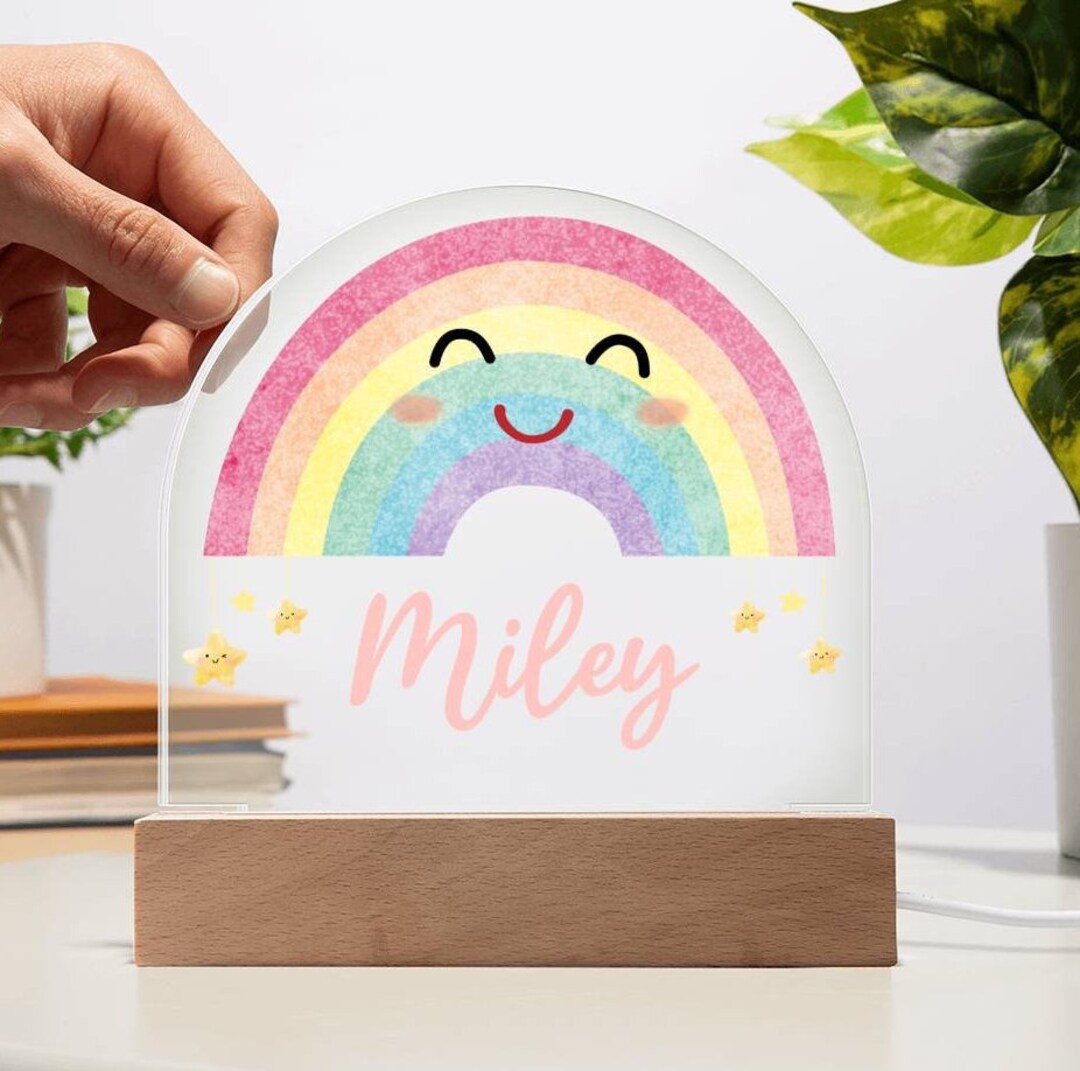 Personalized Rainbow Night Light: Acrylic Nursery Decor - Etsy