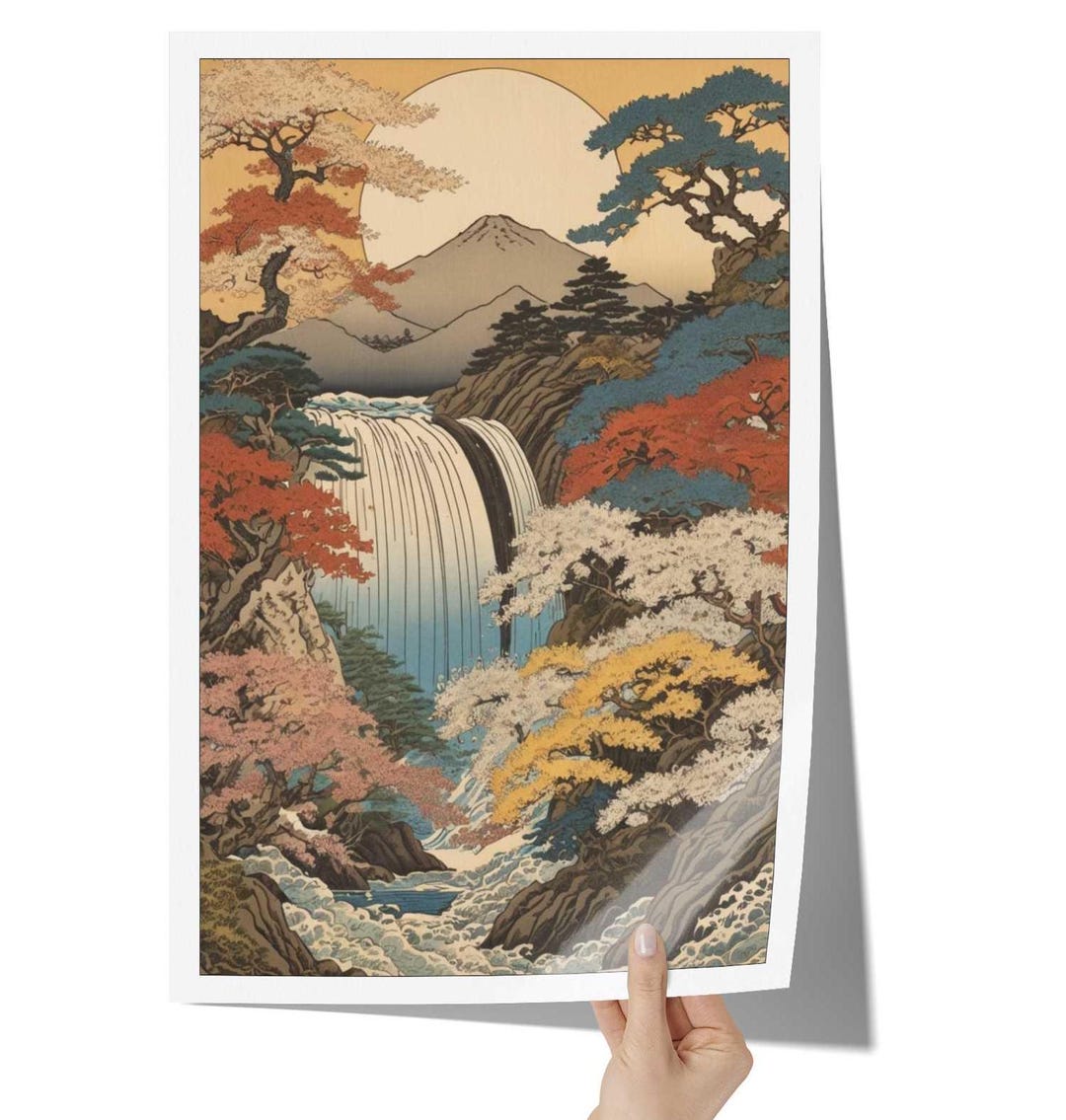 Hokusai Ukiyo-e Wall Art Inspired Poster | Colorful Traditional ...