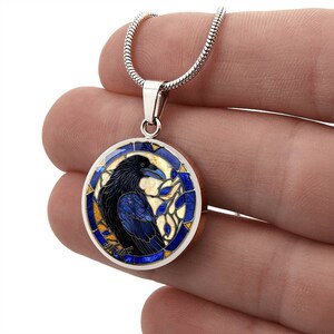 Personalized Raven Necklace: Faux Stained Glass, Goth Jewelry - Etsy
