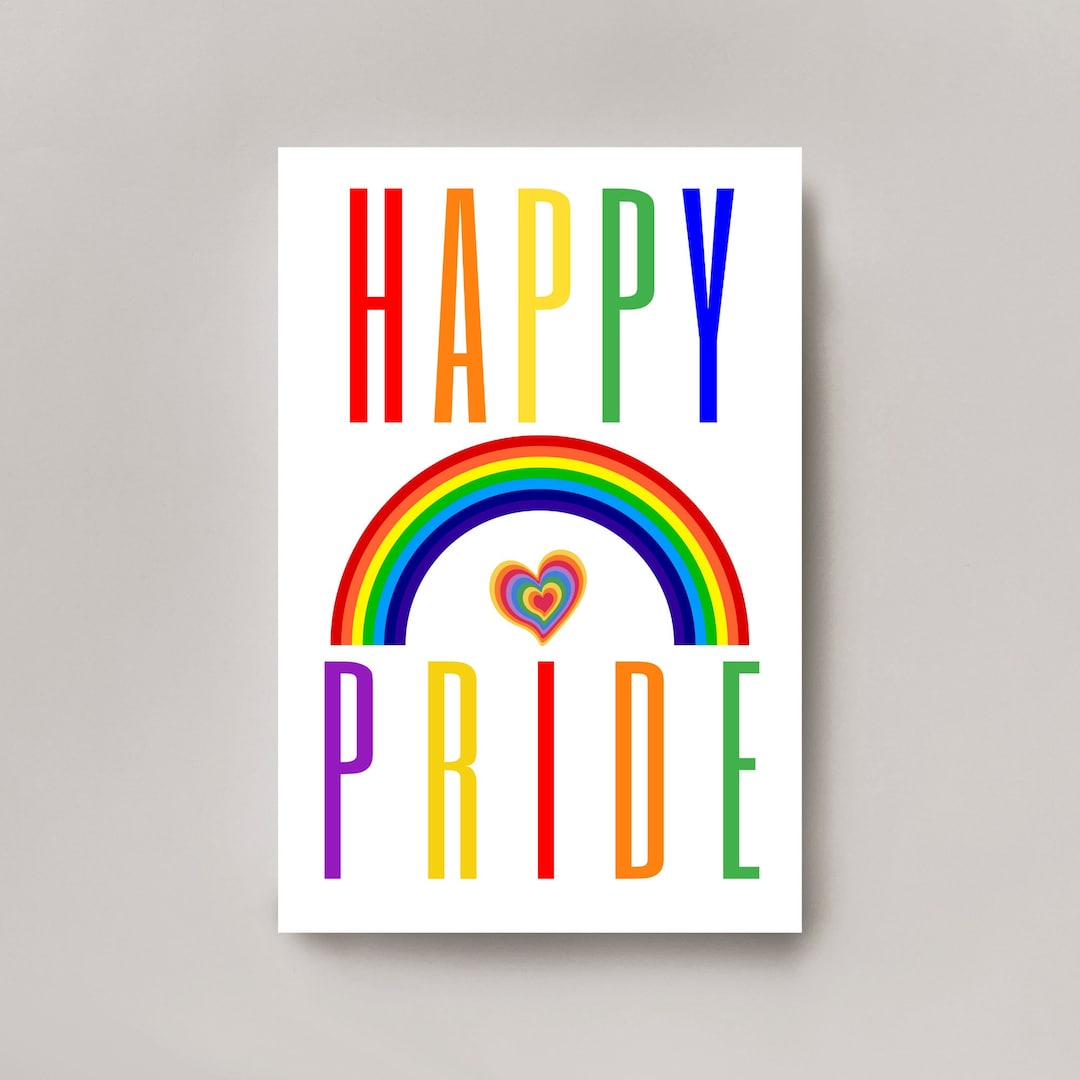 Happy Pride Rainbow Printable Greeting Cards, LGBTQ Plus Greeting Card ...