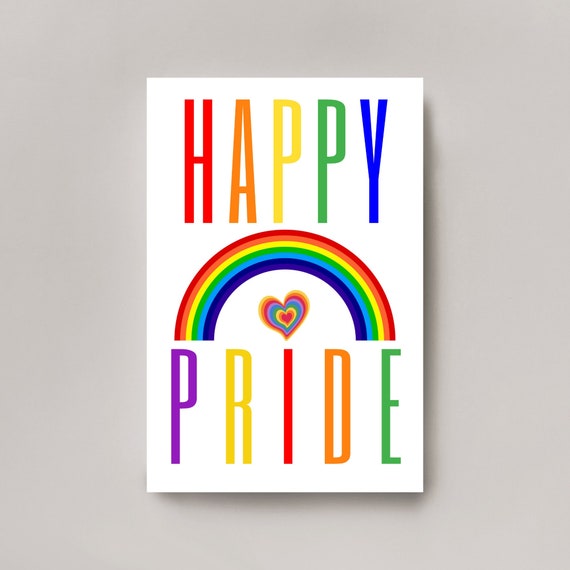 Happy Pride Rainbow Printable Greeting Cards LGBTQ Plus - Etsy