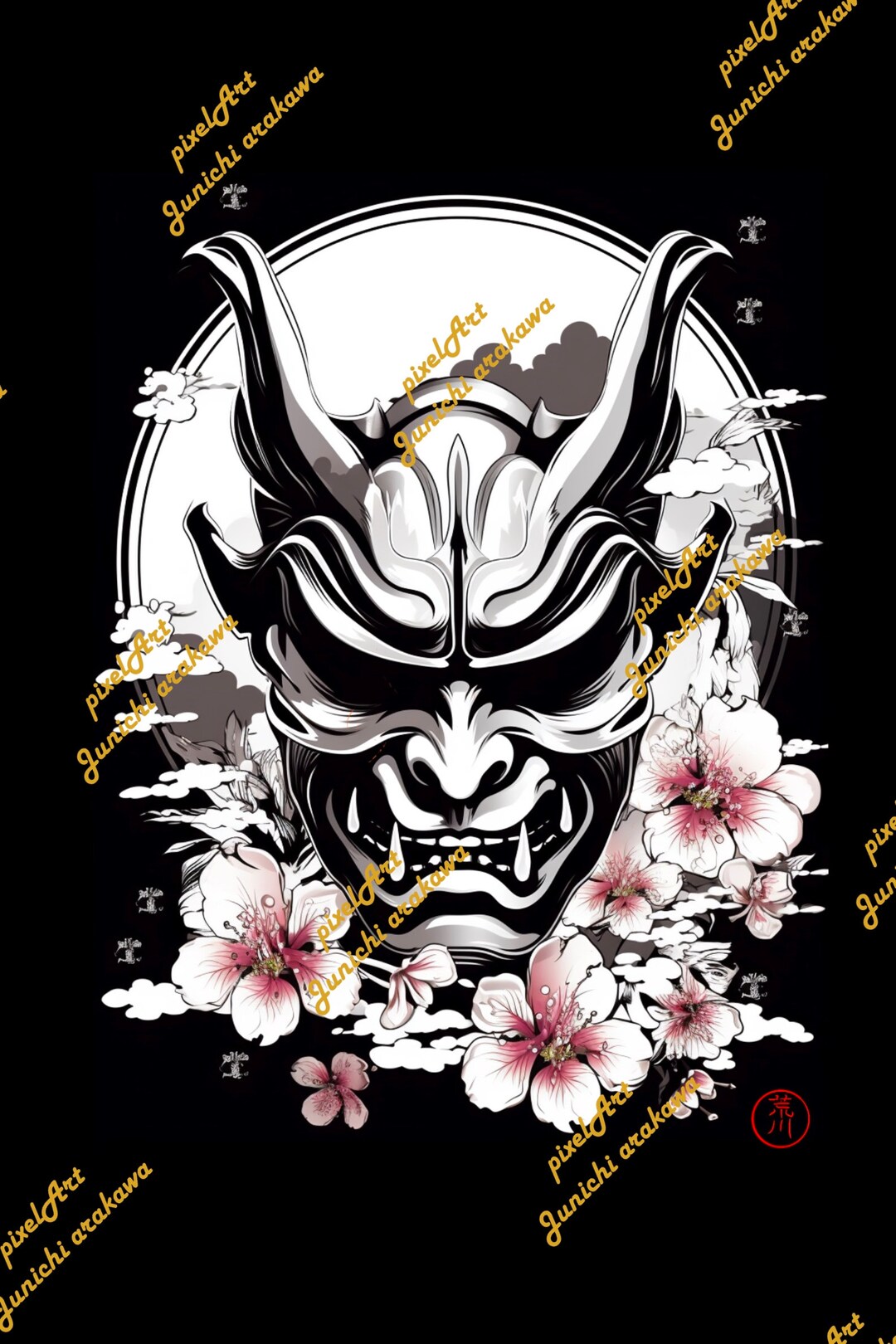 Japanese Hannya Mask Matted Print, Hannya Print, Hannya Mask Wall Art ...