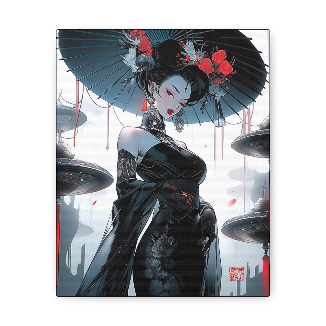 8x10,japanese Art Deco Geisha Canvas Print, Geisha Print , Geisha Wall ...