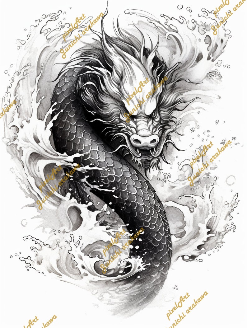 Sumi Dragon With Mat, Japanese Dragon Matted Print, Dragon Print ...