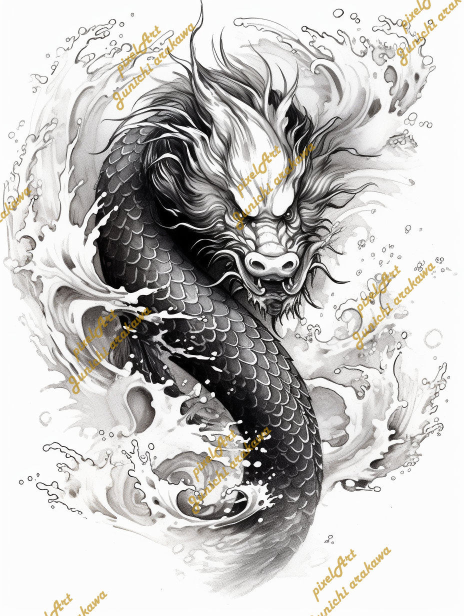 Sumi Dragon With Mat, Japanese Dragon Matted Print, Dragon Print ...
