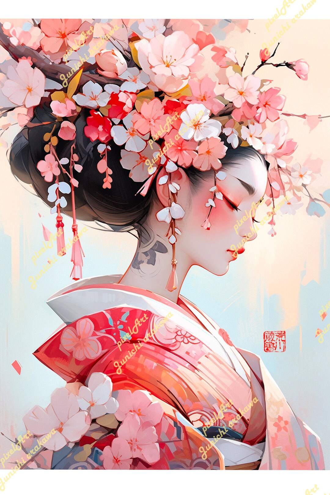 Japanese Art Deco Geisha Matted Print, Geisha Print , Geisha Wall Art ...