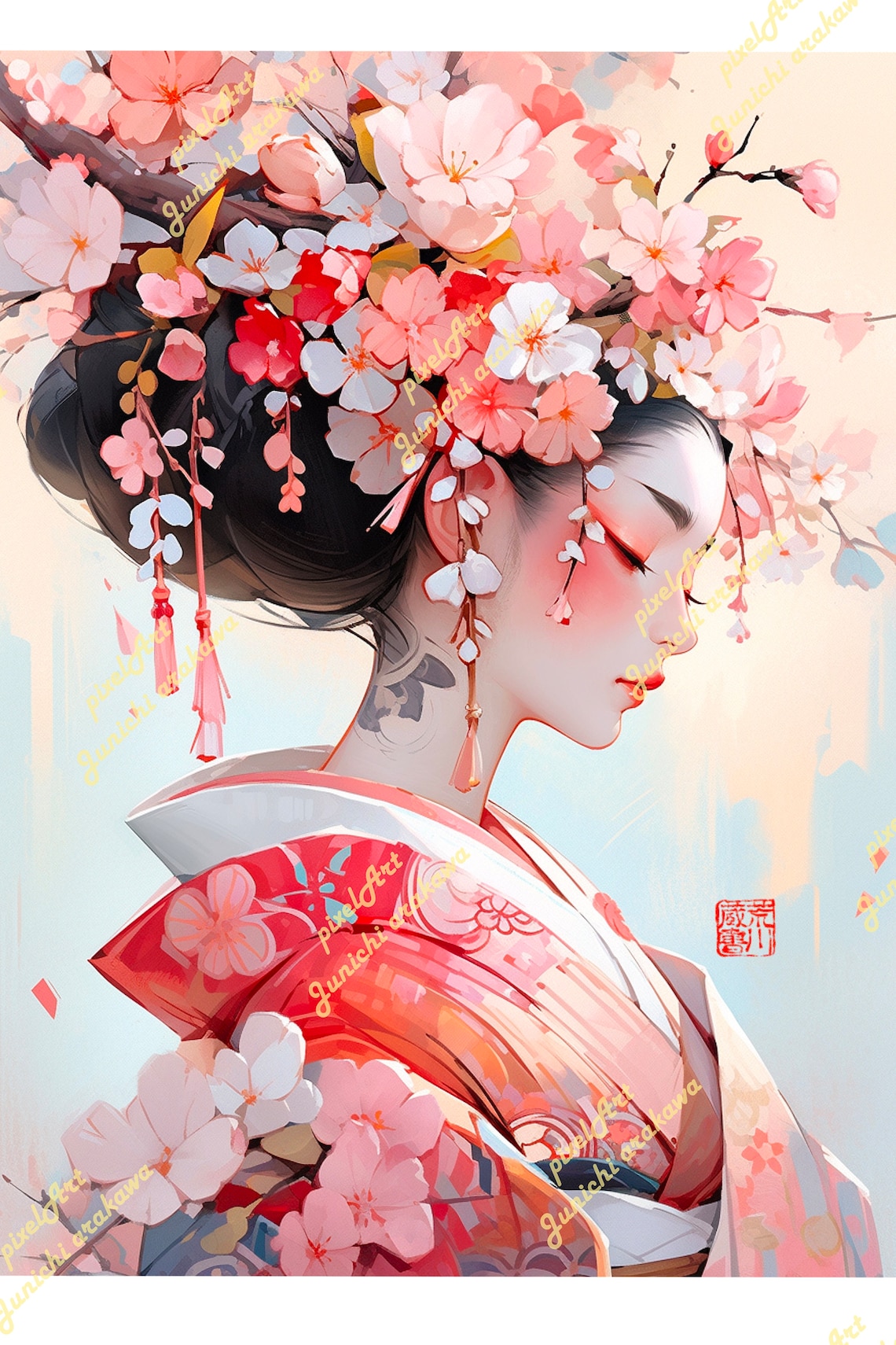 Japanese Art Deco Geisha Matted Print, Geisha Print , Geisha Wall Art ...